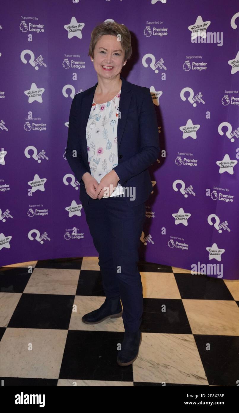 Yvette Cooper arrives for the Ultimate News Quiz in aid of Action for ...