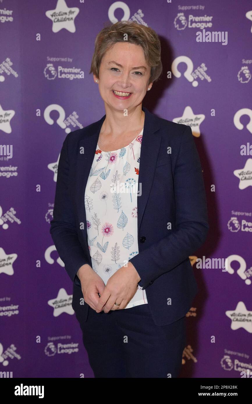 Yvette Cooper arrives for the Ultimate News Quiz in aid of Action for ...
