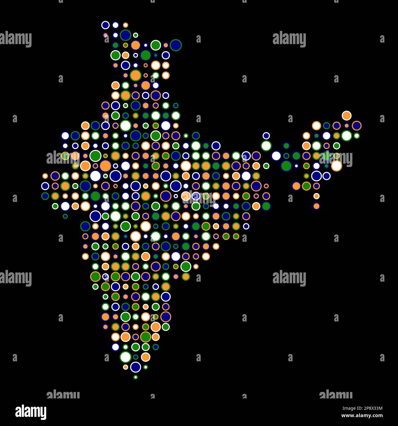 India Map Silhouette Pixelated generative pattern illustration Stock ...