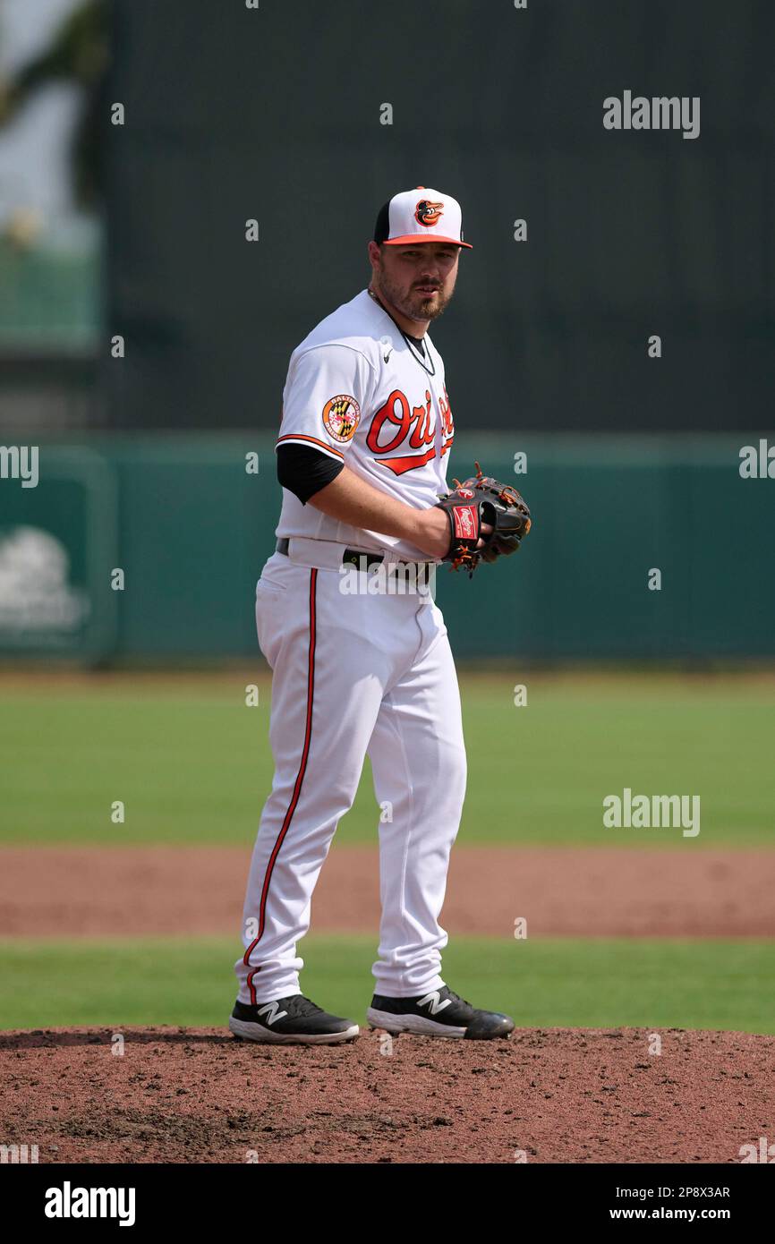 Baltimore Orioles pitcher Keegan Akin (45) during a spring training ...