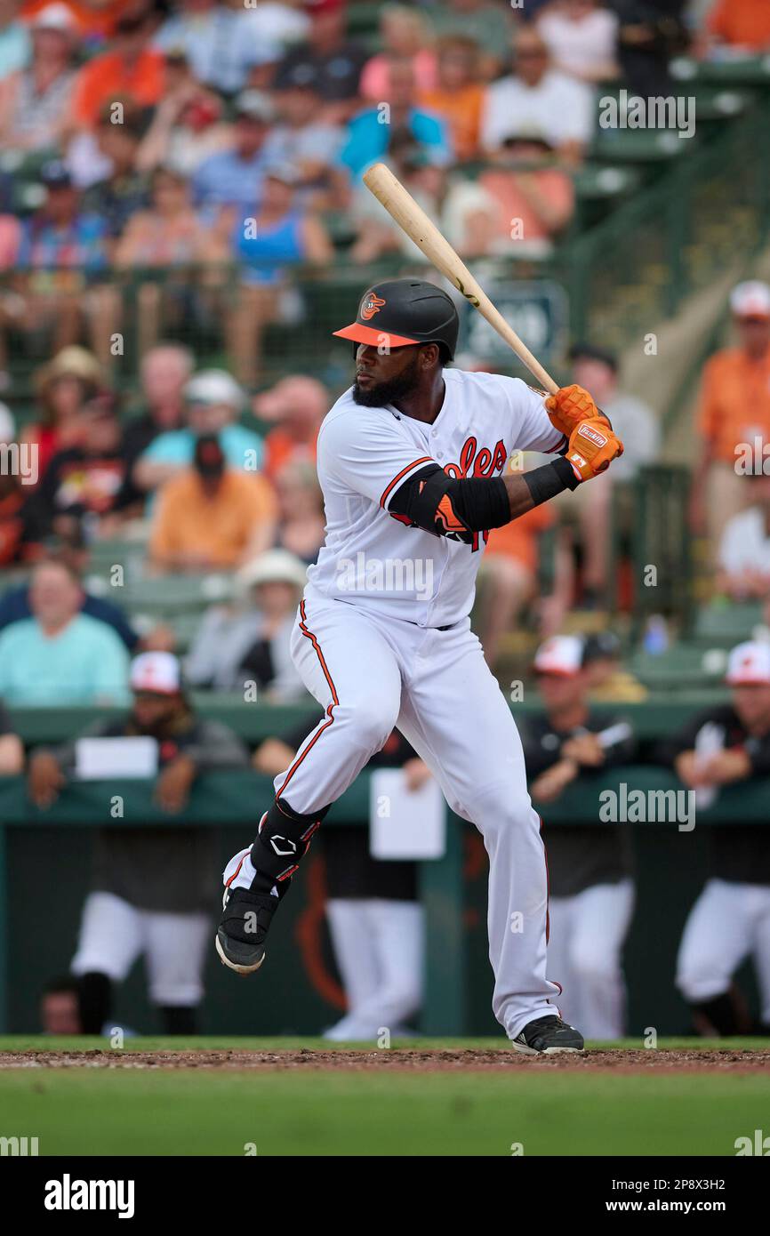 Baltimore Orioles Franchy Cordero (16) bats during a spring training ...