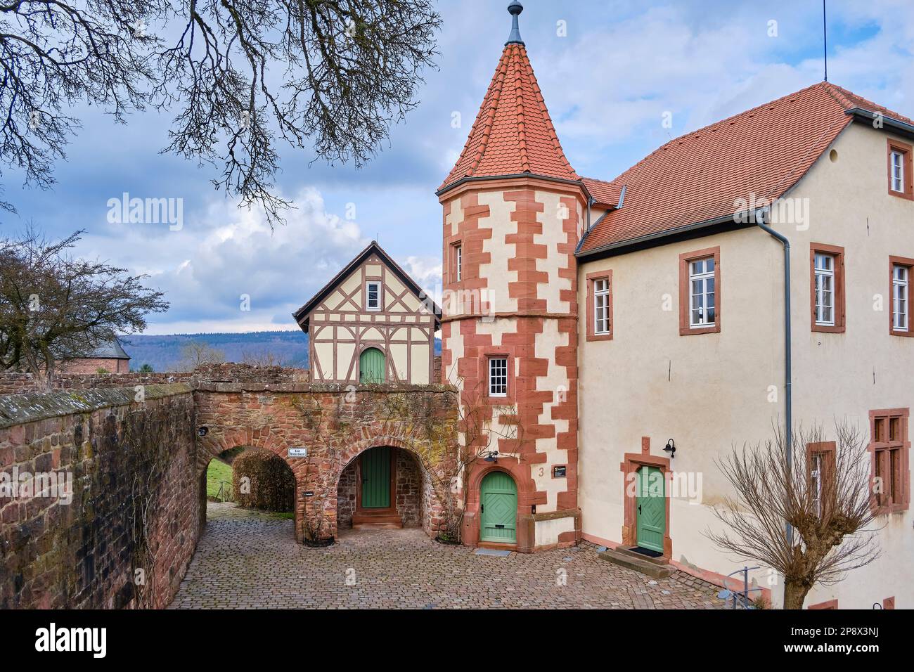 Historical Commandant's House and tower of Dilsberg Castle, Dilsberg ...