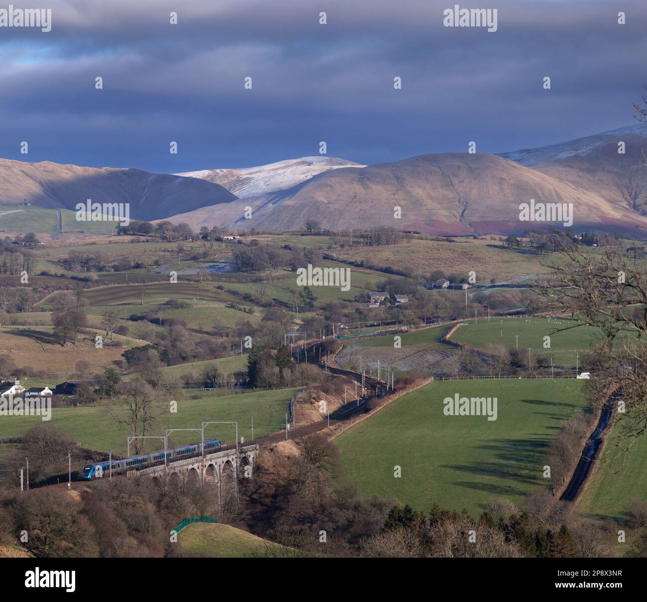 First Transpennine Express CAF class 397 Nova 2 electric train crossing ...
