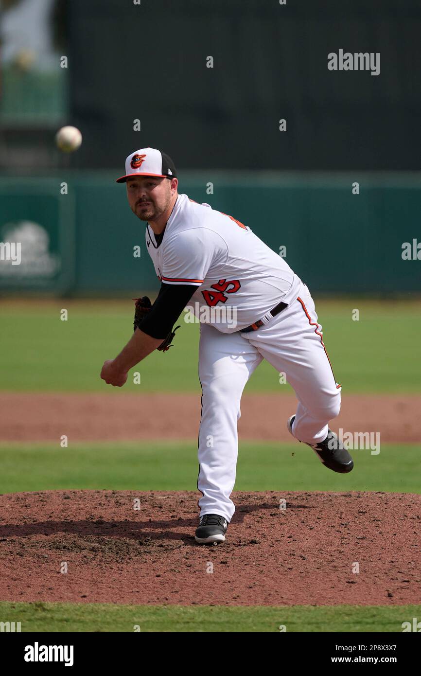 Baltimore Orioles pitcher Keegan Akin (45) during a spring training ...