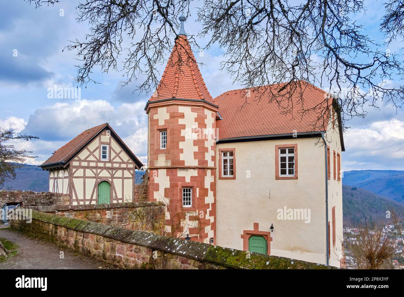 Historical Commandant's House and tower of Dilsberg Castle, Dilsberg ...