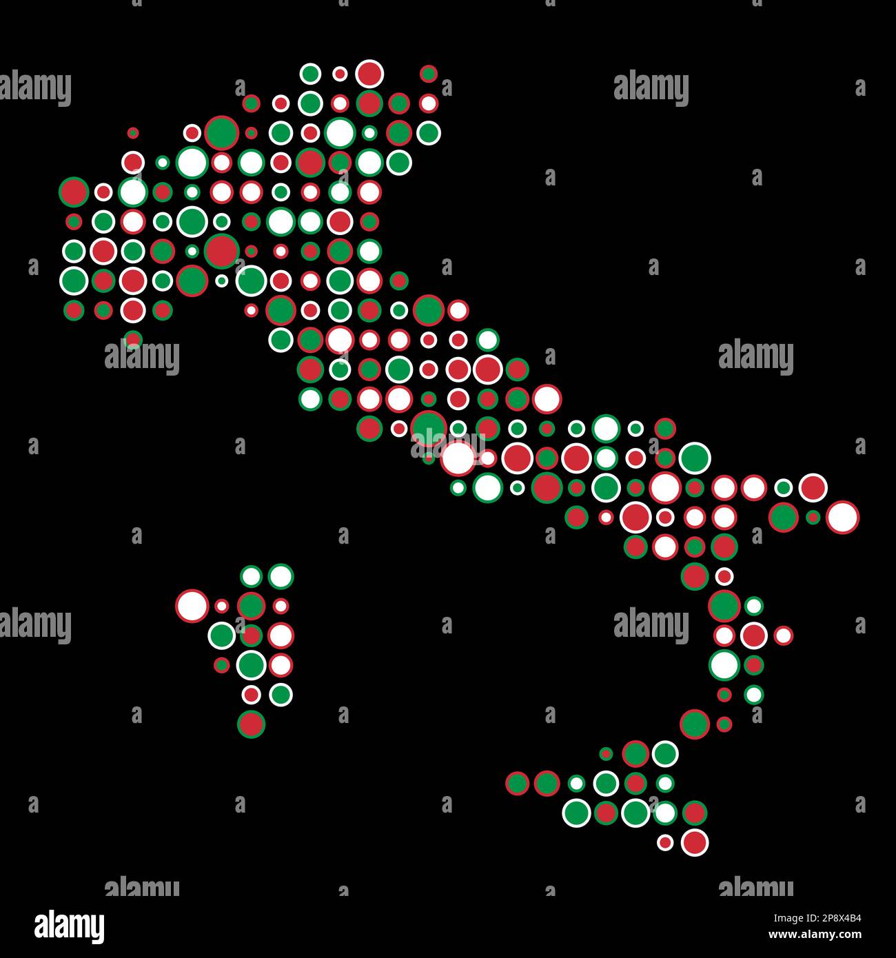 Italy Map Silhouette Pixelated generative pattern illustration Stock ...