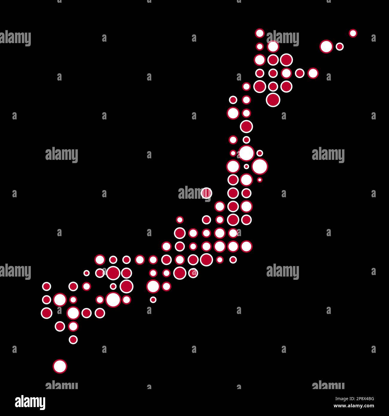 Japan Map Silhouette Pixelated generative pattern illustration Stock ...