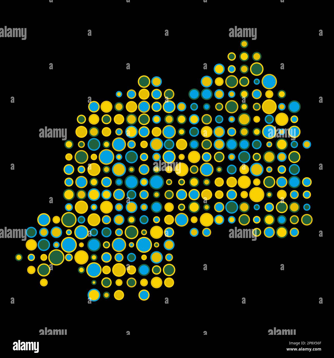 Rwanda Map Silhouette Pixelated generative pattern illustration Stock ...