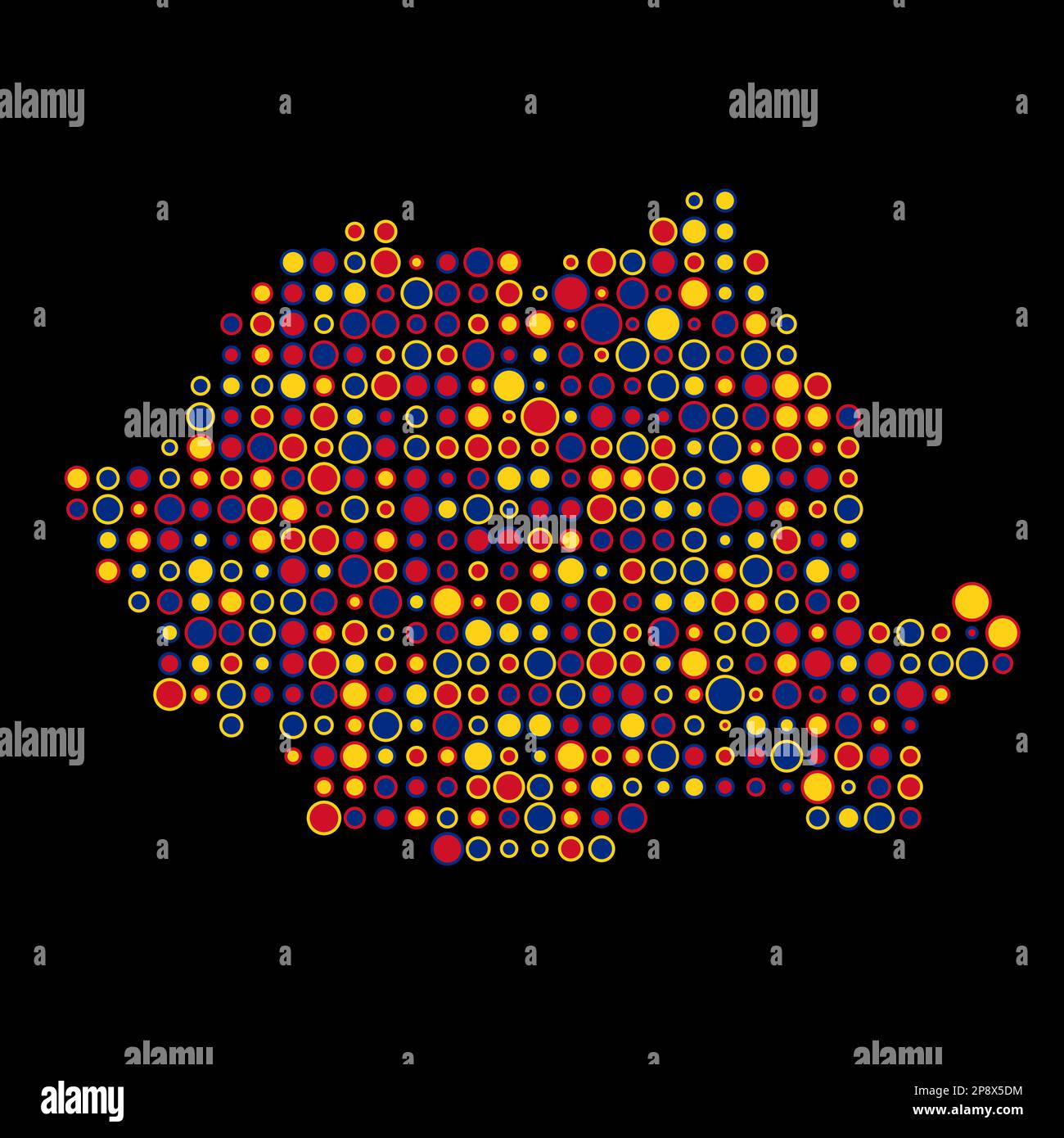 Romania Map Silhouette Pixelated generative pattern illustration Stock ...