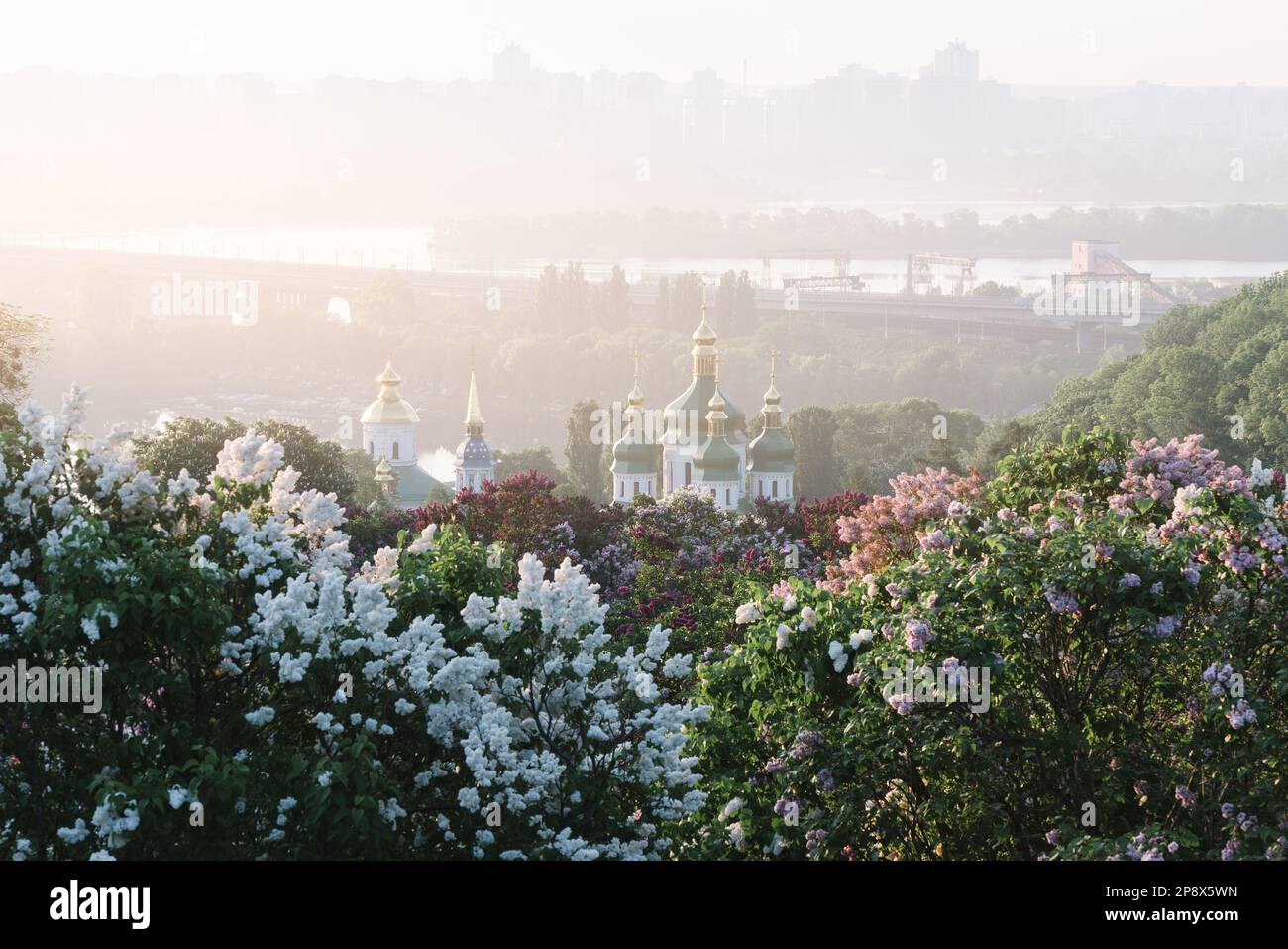 Spring landscape. City of Kiev - capital of Ukraine. Botanical Garden ...