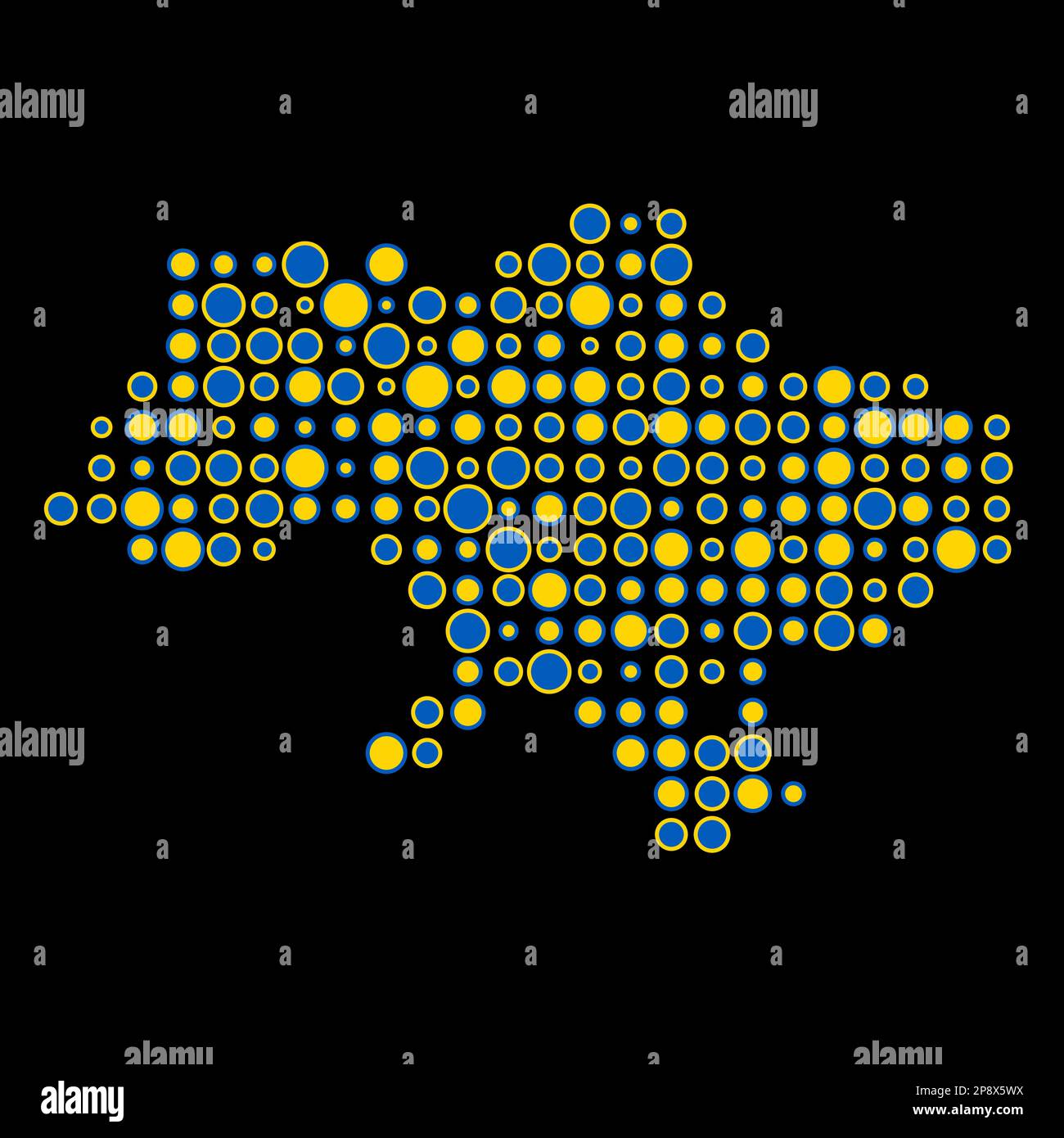 Ukraine Map Silhouette Pixelated generative pattern illustration Stock ...