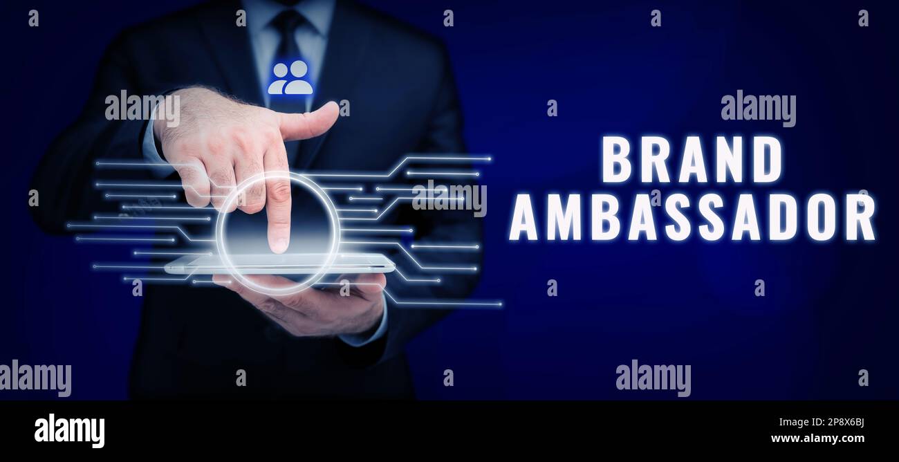 Sign displaying Brand Ambassador. Business approach agent accredited as ...