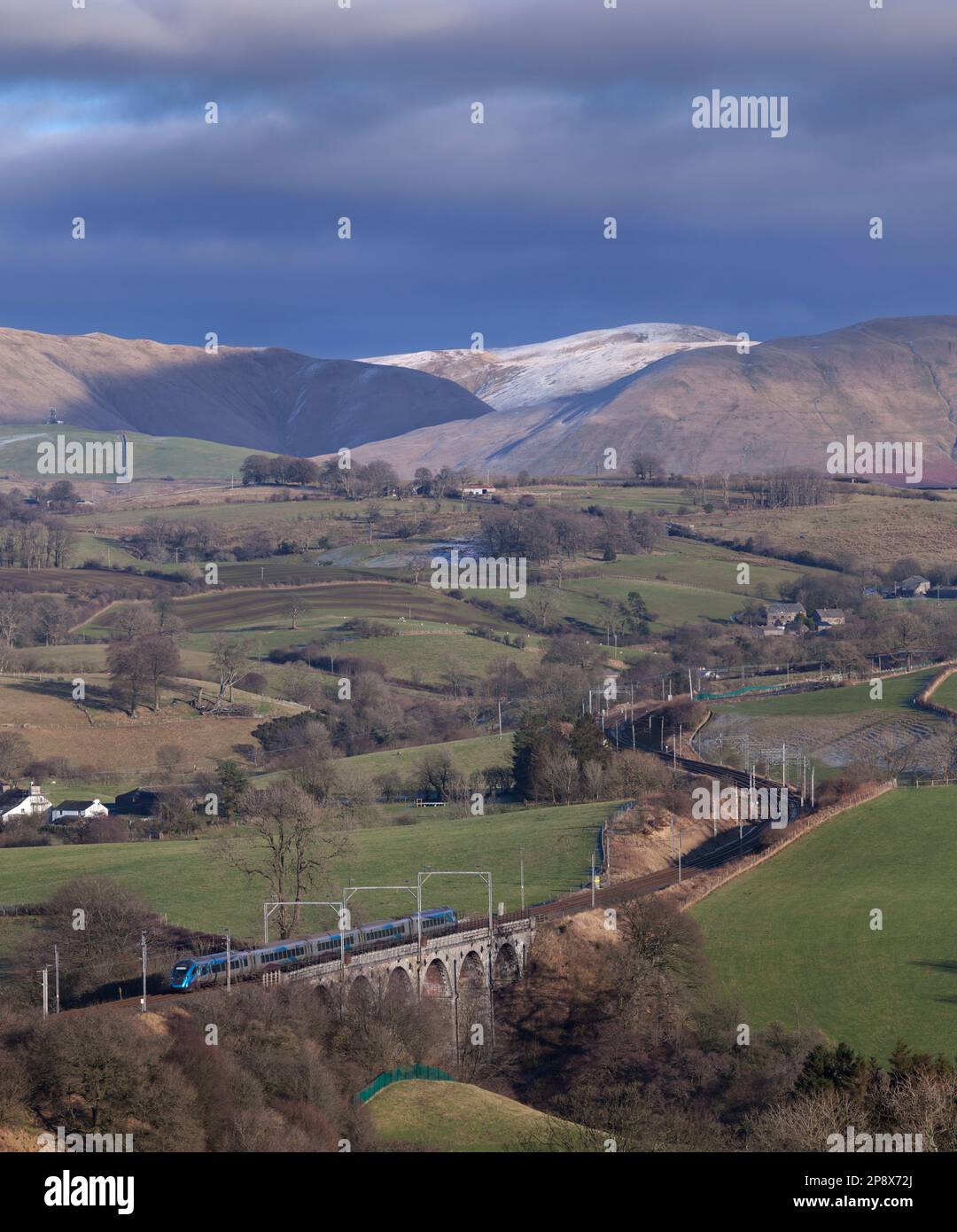 First Transpennine Express CAF class 397 Nova 2 electric train crossing ...