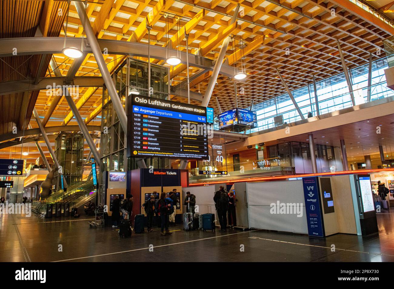 Oslo Gardermoen train station at Oslo airport (OSL) in Norway Stock ...