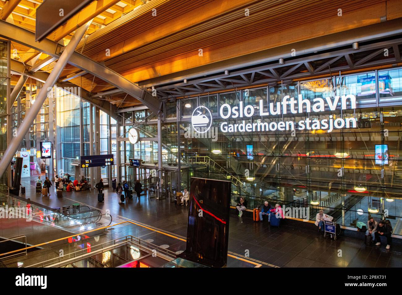 Oslo Gardermoen train station at Oslo airport (OSL) in Norway Stock ...