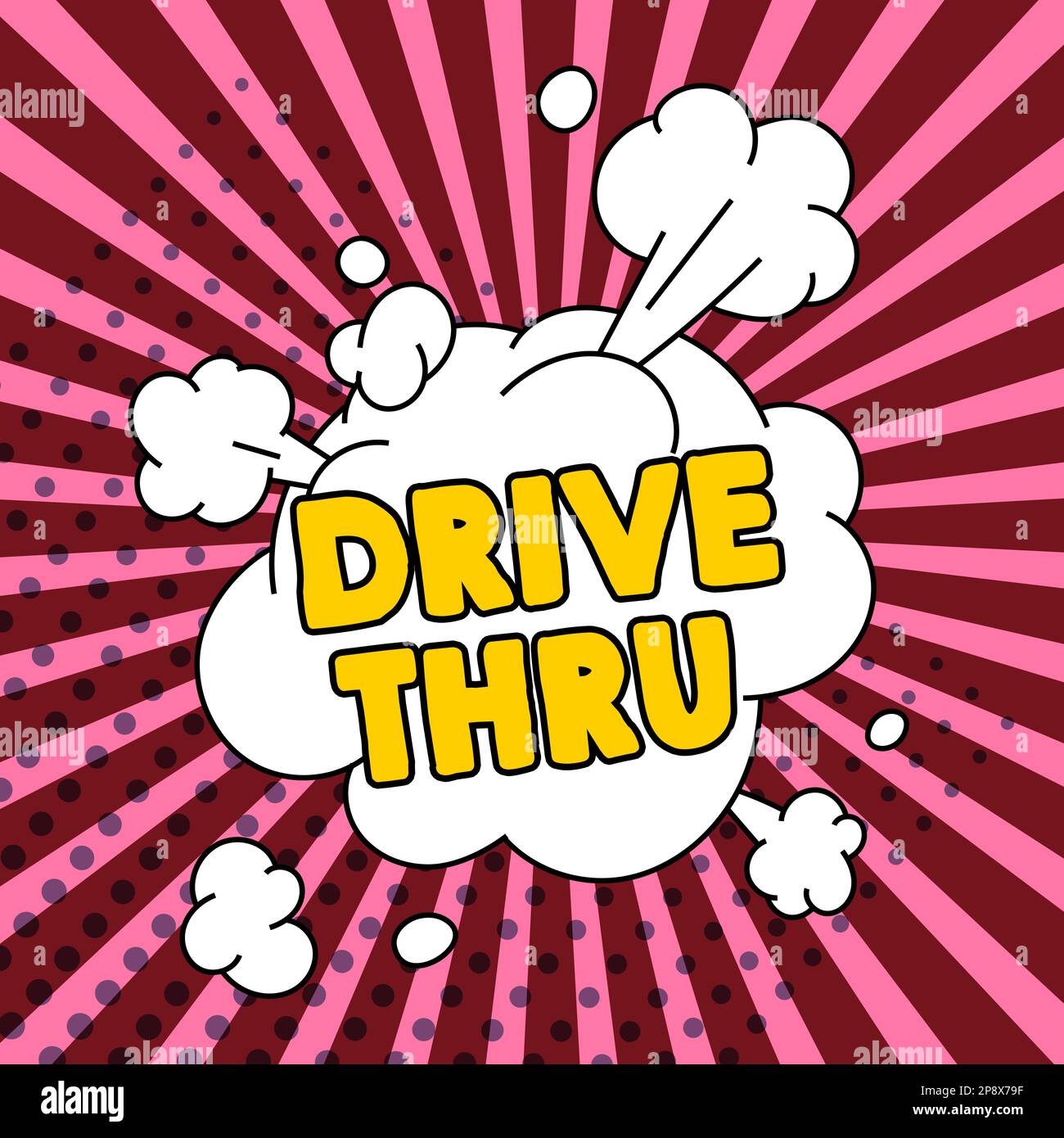 Hand writing sign Drive Thru. Concept meaning place where you can get ...