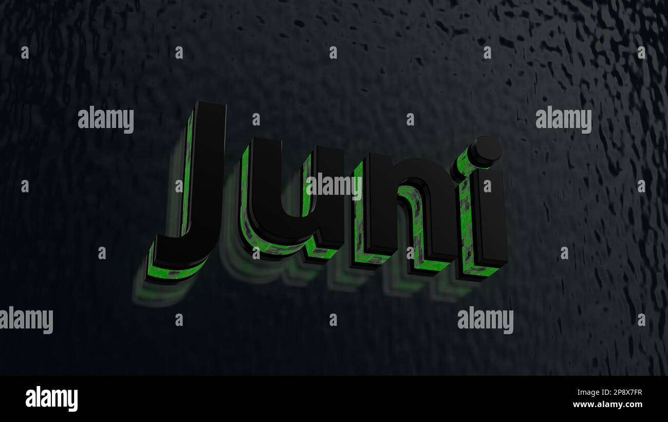 The word JUNI written with 3D letters Stock Photo - Alamy