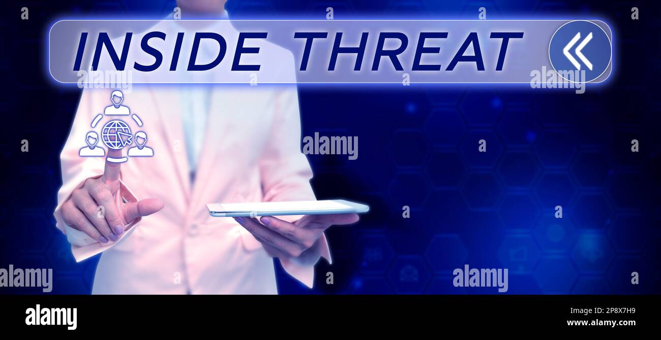 Text sign showing Inside Threat. Business idea Information that only an ...