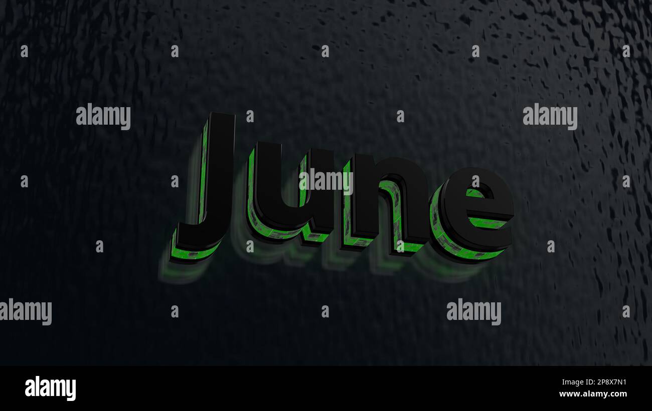 The word JUNE written with 3D letters Stock Photo - Alamy