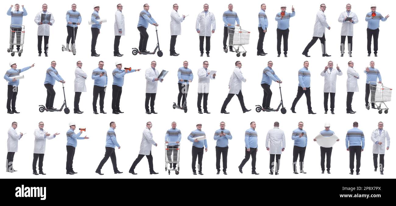 collage of a man in full growth displaying many professions and ...