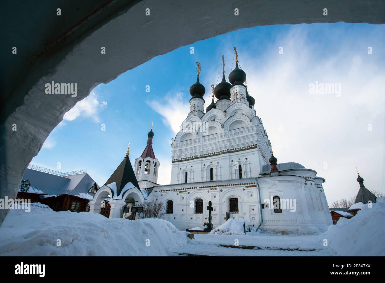 Svyato-Troitskiy Zhenskiy Monastyr in Murpon in sunny winter day in ...