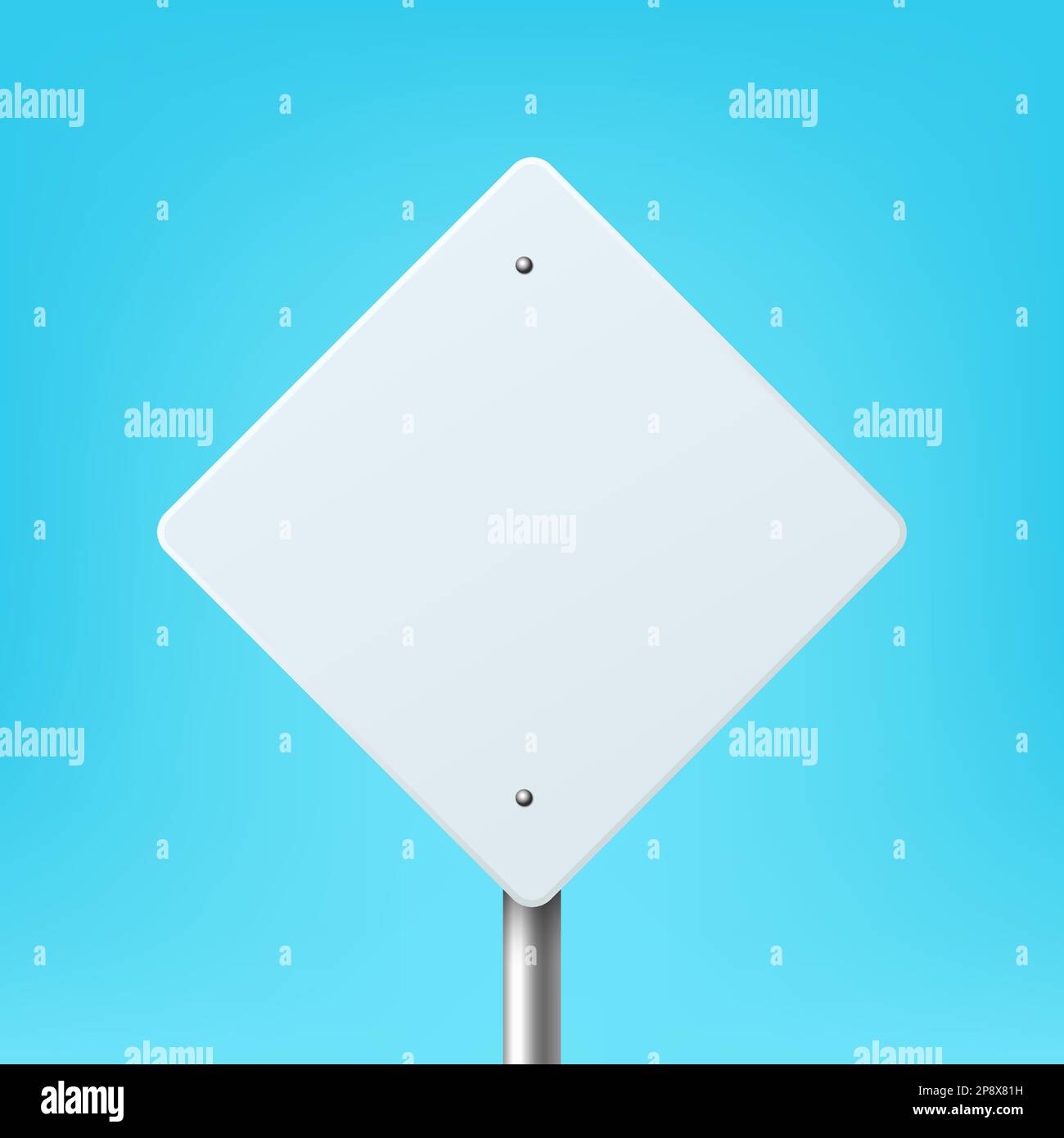 Vector White Blank Diamond Shaped Road Sign Frame Icon Closeup on Blue ...