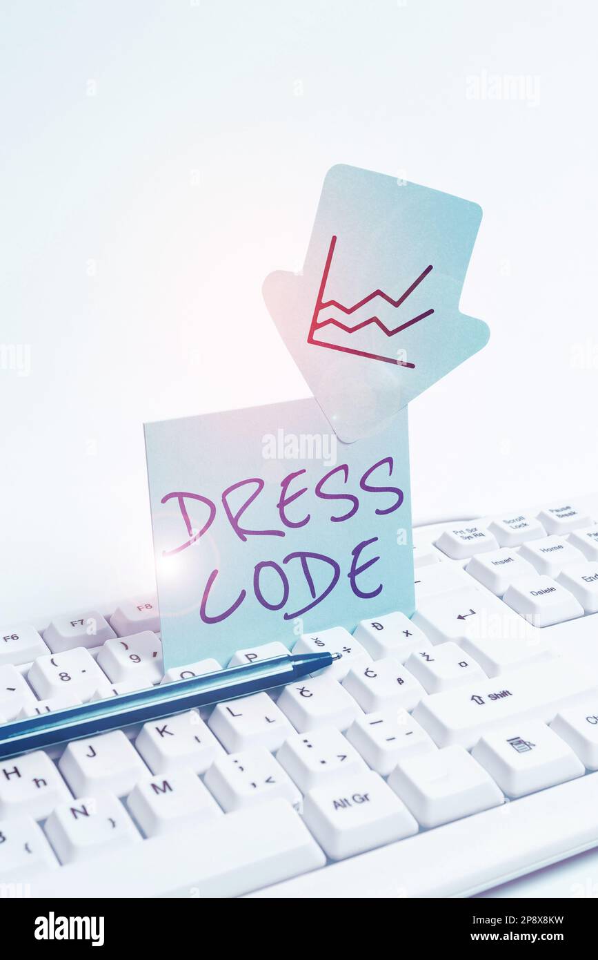 Text caption presenting Dress Code. Conceptual photo an accepted way of ...