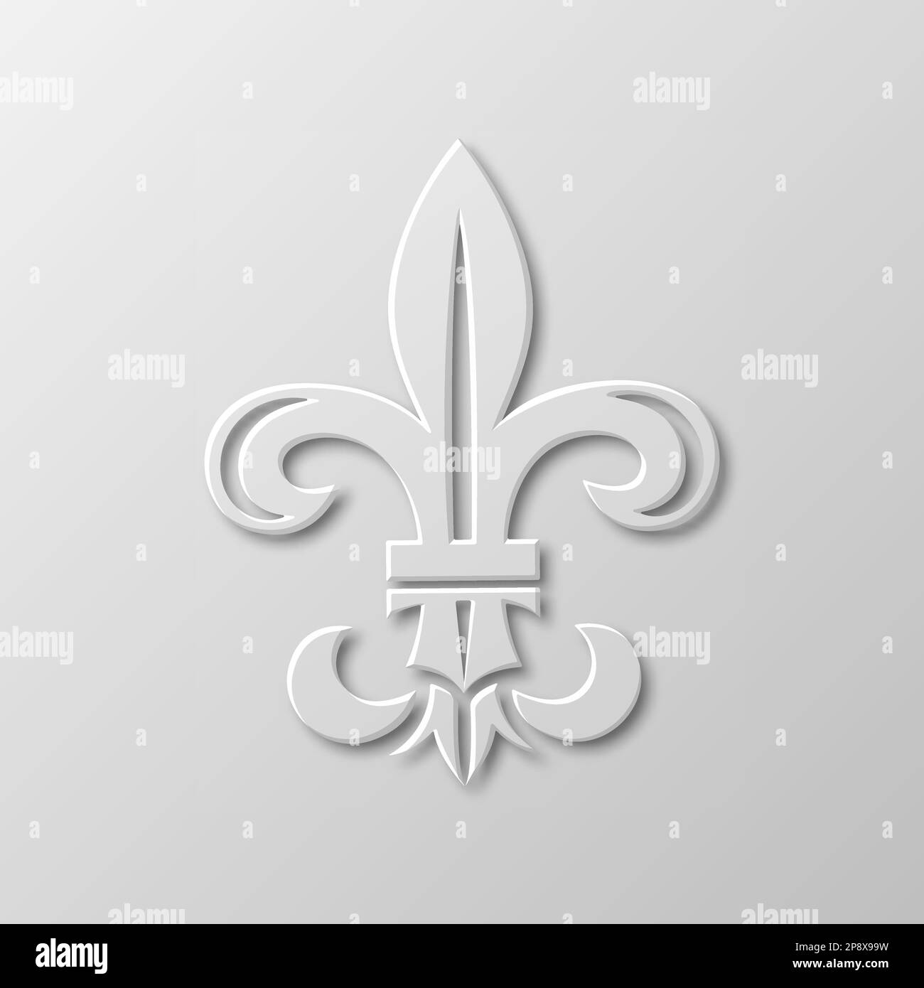 Vector Realistic Paper 3d Fleur De Lis Closeup on White Background ...