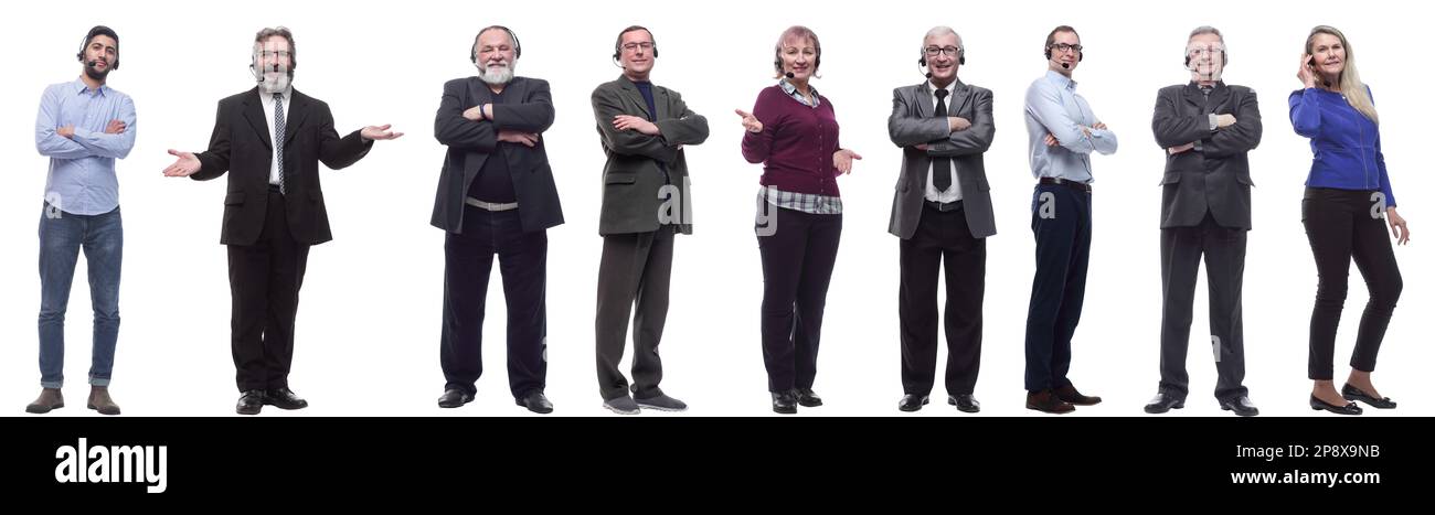 group of business people with microphone isolated Stock Photo - Alamy