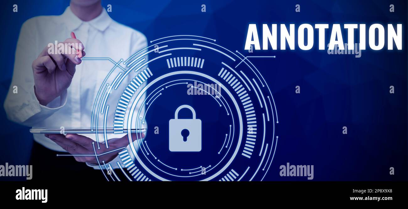 Sign displaying Annotation. Business idea note added by way of comment or explanation Stock ...