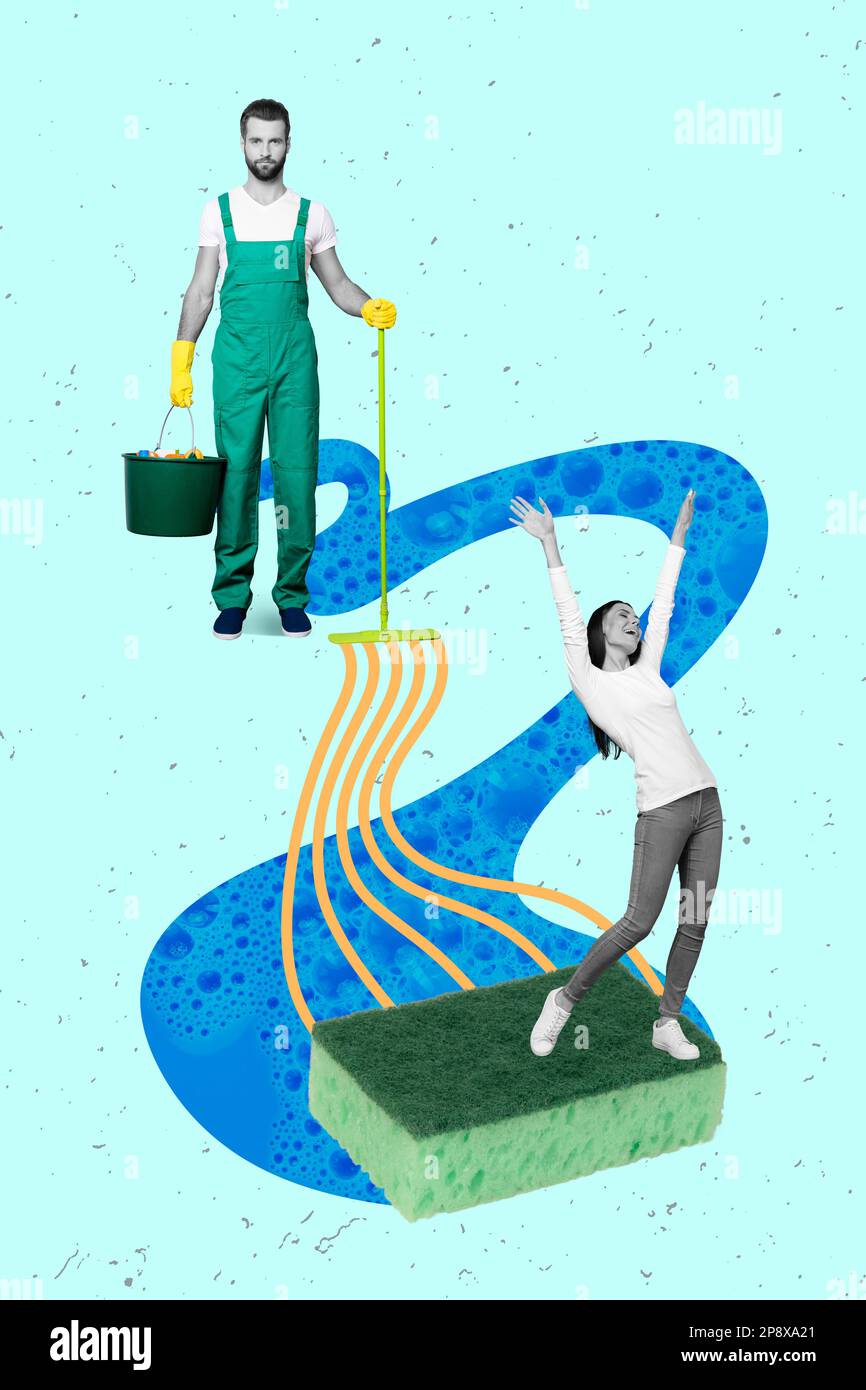 Exclusive magazine picture sketch collage image of happy lady enjoying ...