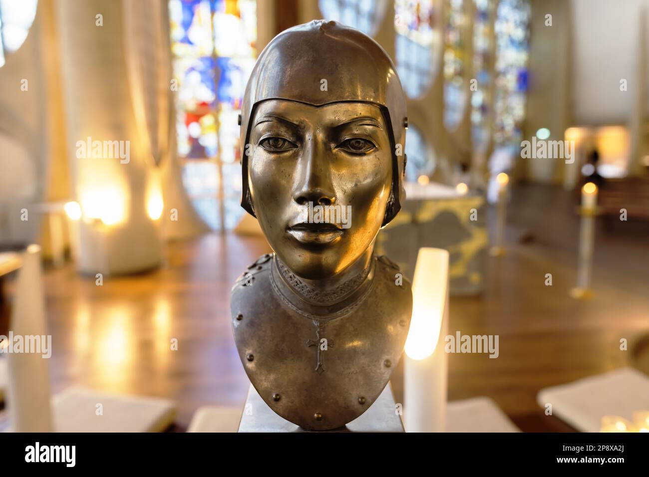 Rouen, France - October 01, 2022: bust of Joan of Arc in the church of ...