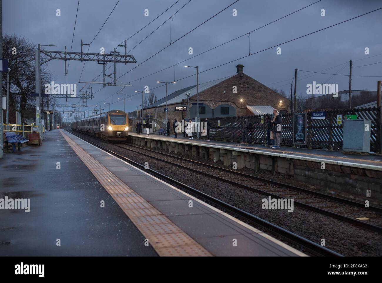 2 Northern Rail CAF built class 331 trains arriving at Blackrod railway ...