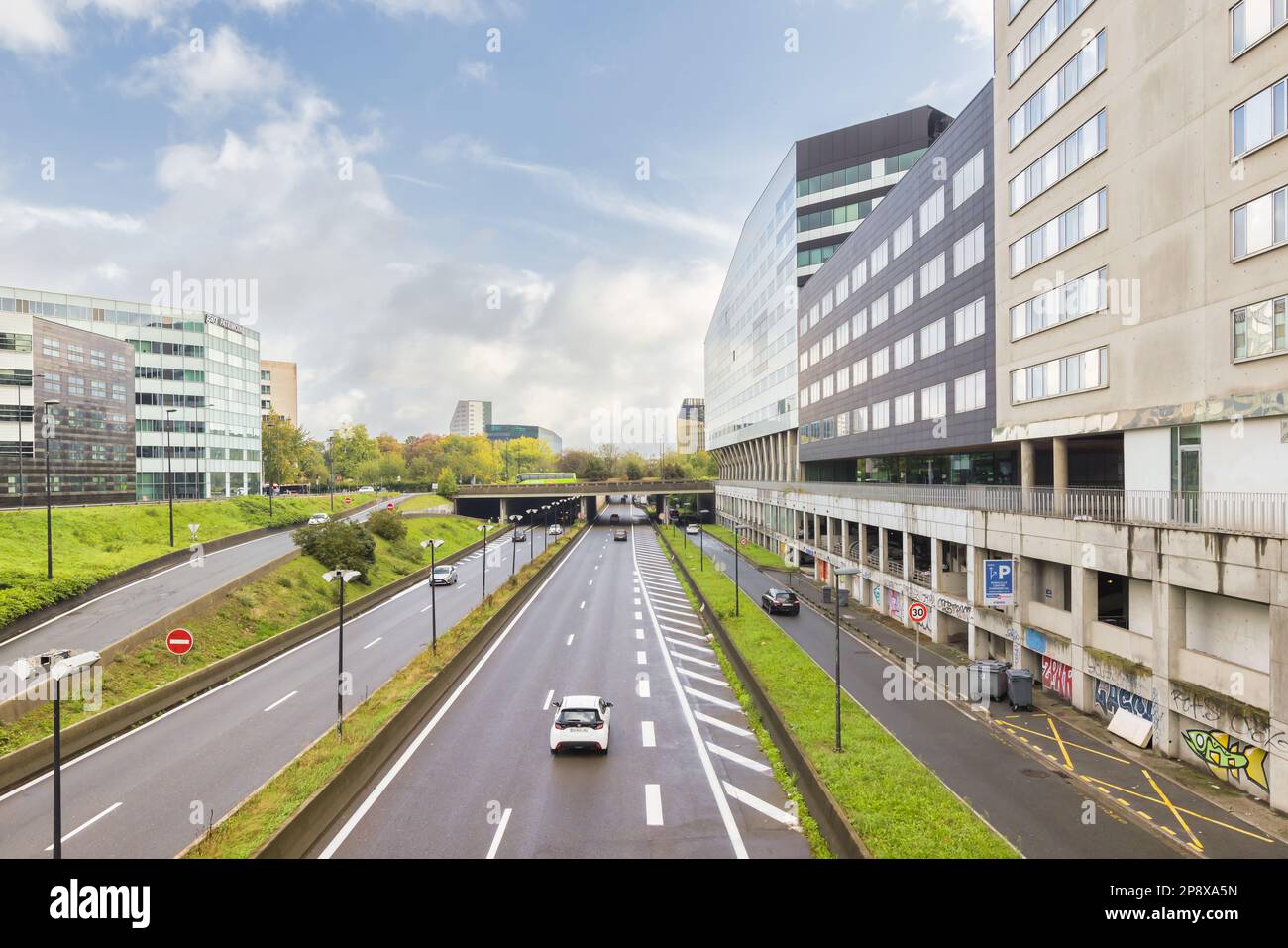 Lille, France - October 02, 2022: Expressway through downtown Lille ...