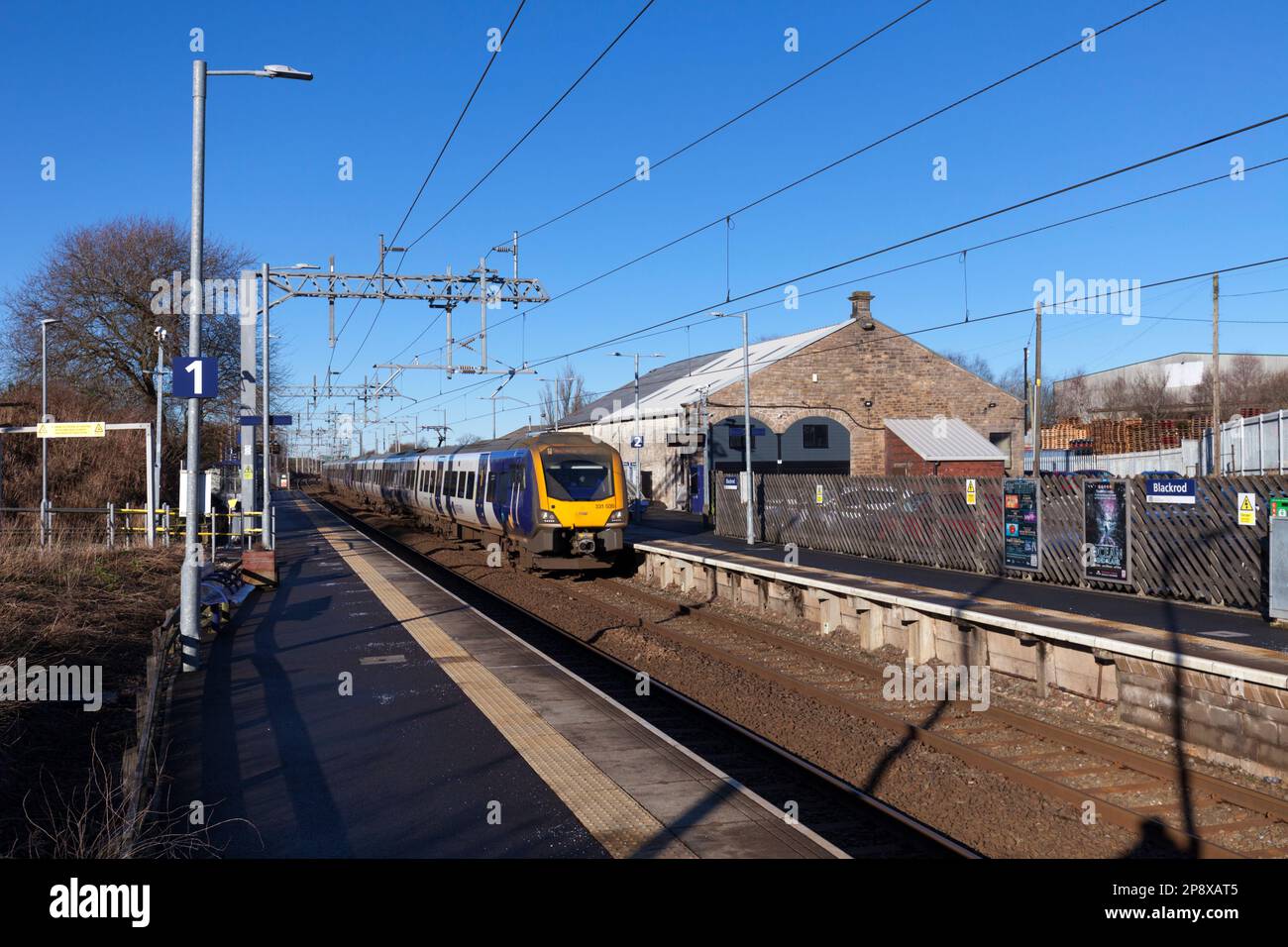 2 Northern Rail CAF built class 331 trains arriving at Blackrod railway ...