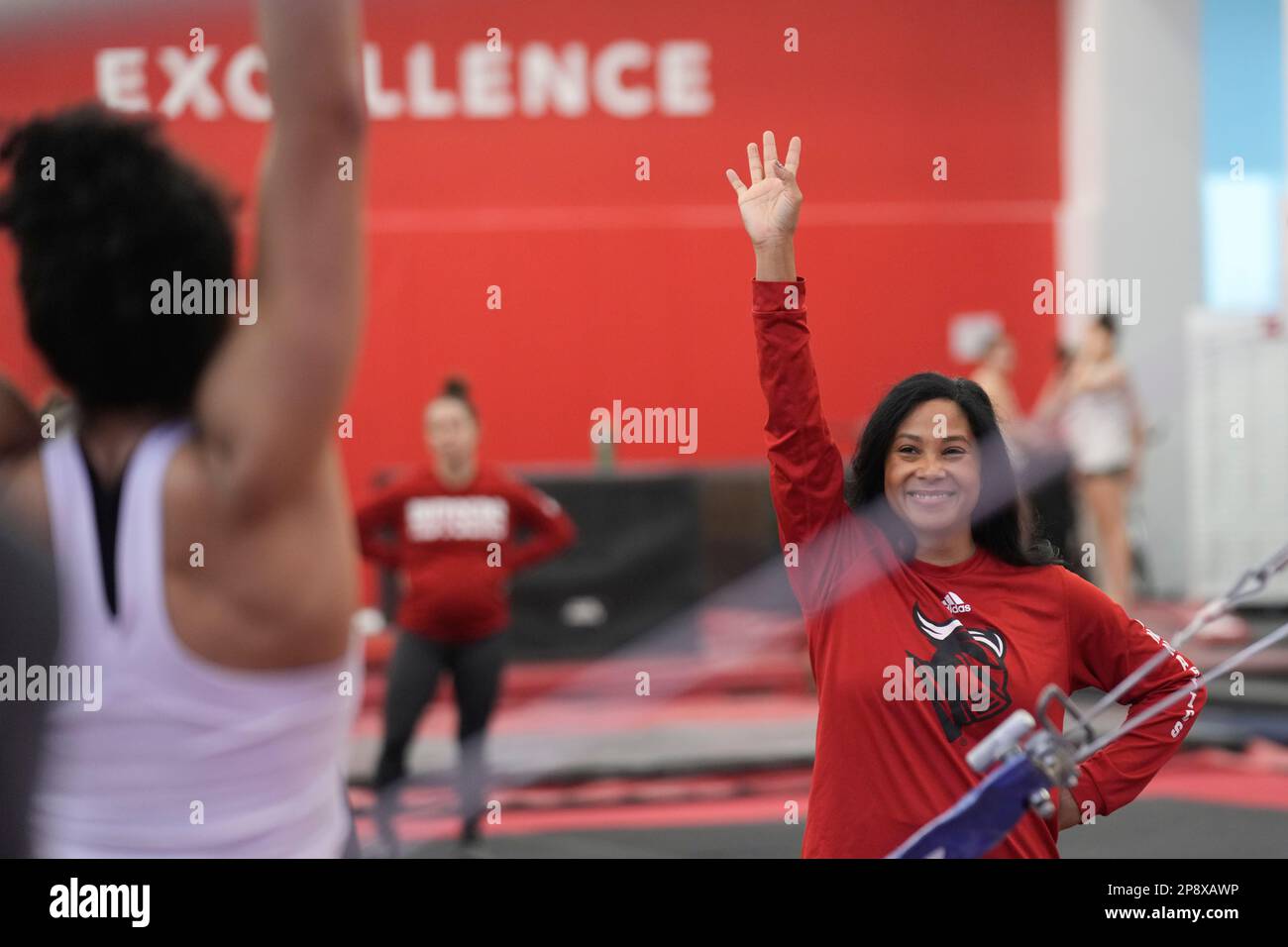 Rutgers women’s gymnastics coach Umme Salim-Beasley participates during ...