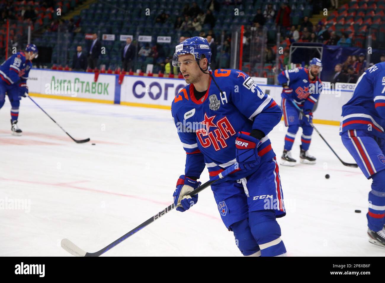 SKA Hockey Club player, Igor Ozhiganov (No.27) seen in action during ...