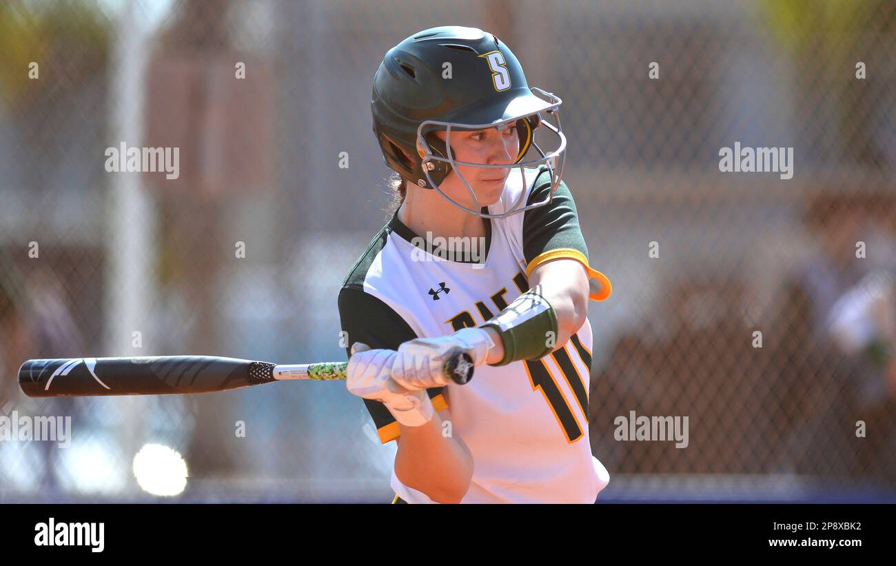 Siena College's Emma McLaughlin (10) battles at the plate during an ...