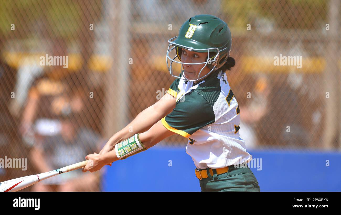 Siena College's Isabella Pardo (32) battles at the plate during an NCAA ...