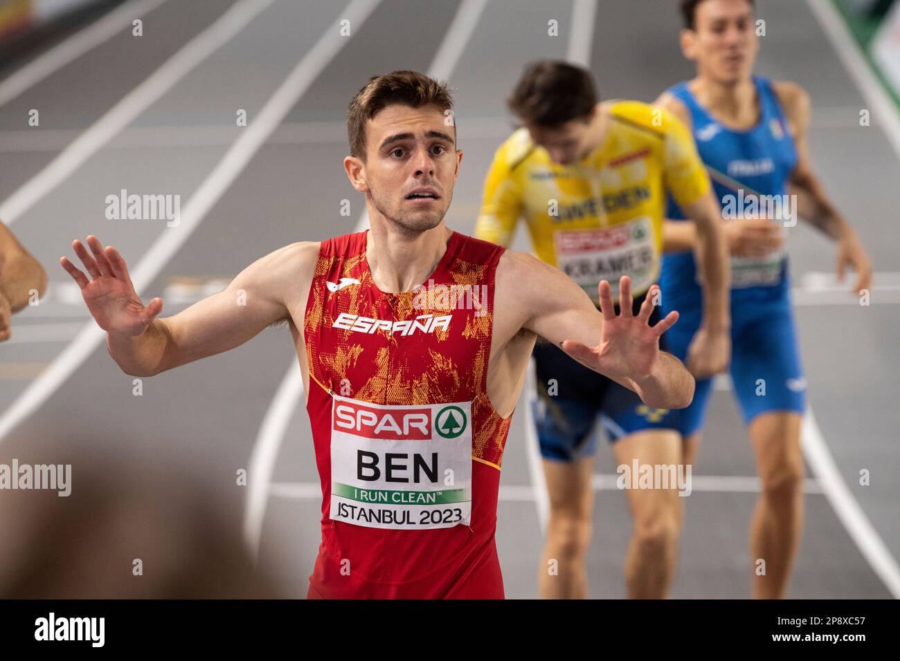 Adrián Ben of Spain competing in the men’s 800m final at the European ...