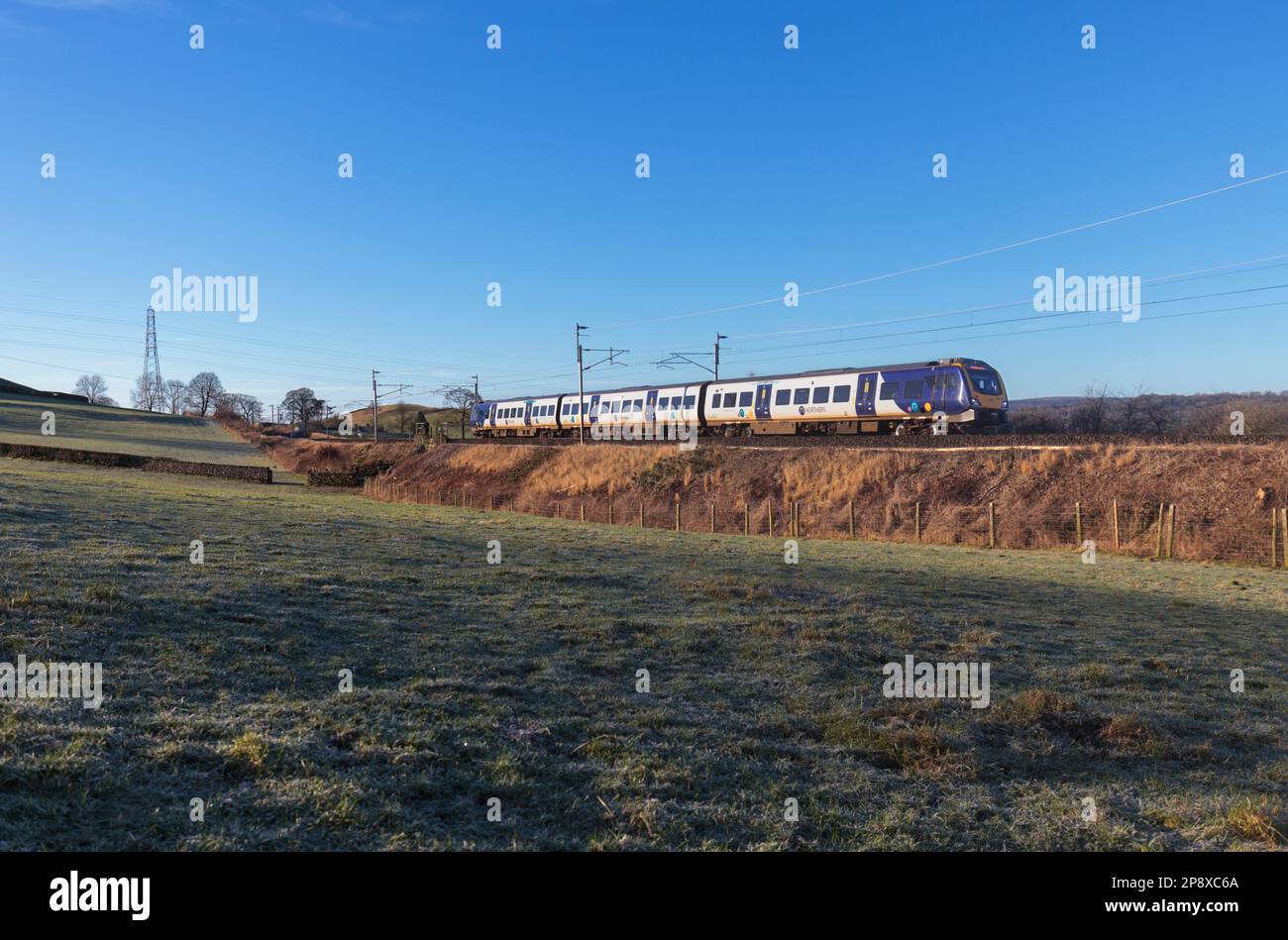Northern Rail CAF class 195 diesel multiple unit train on the west ... Northern Rail CAF class 195 diesel multiple unit train on the west ...