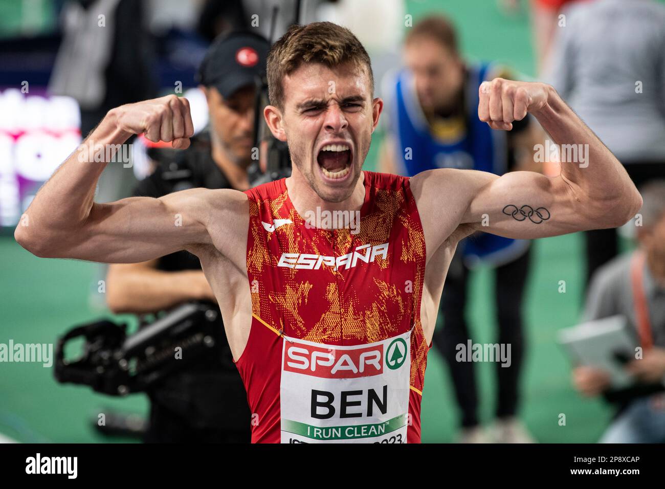 Adrián Ben of Spain celebrating his win in the men’s 800m final at the ...