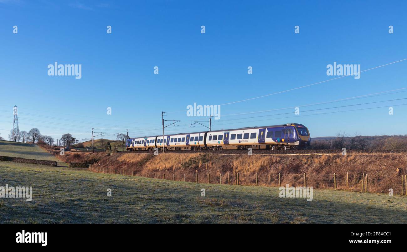 Northern Rail CAF class 195 diesel multiple unit train on the west ...