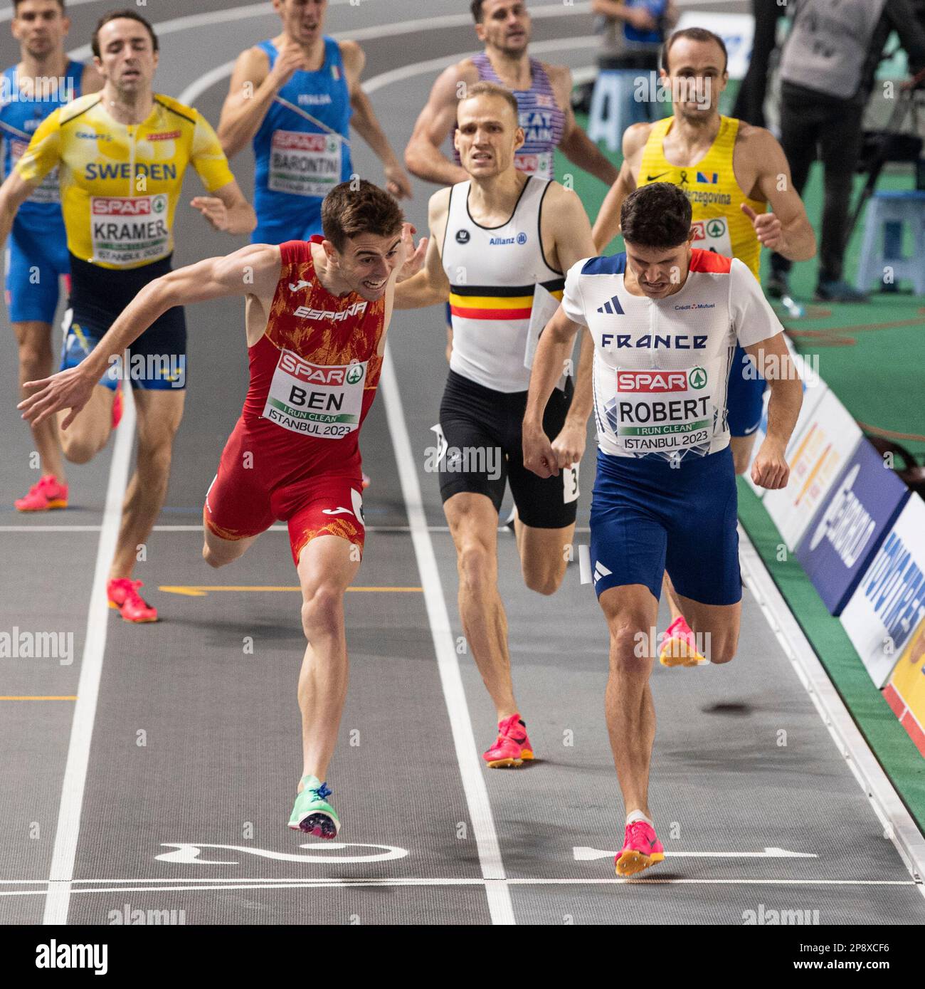 Adrián Ben of Spain and Benjamin Robert of France competing in the men ...
