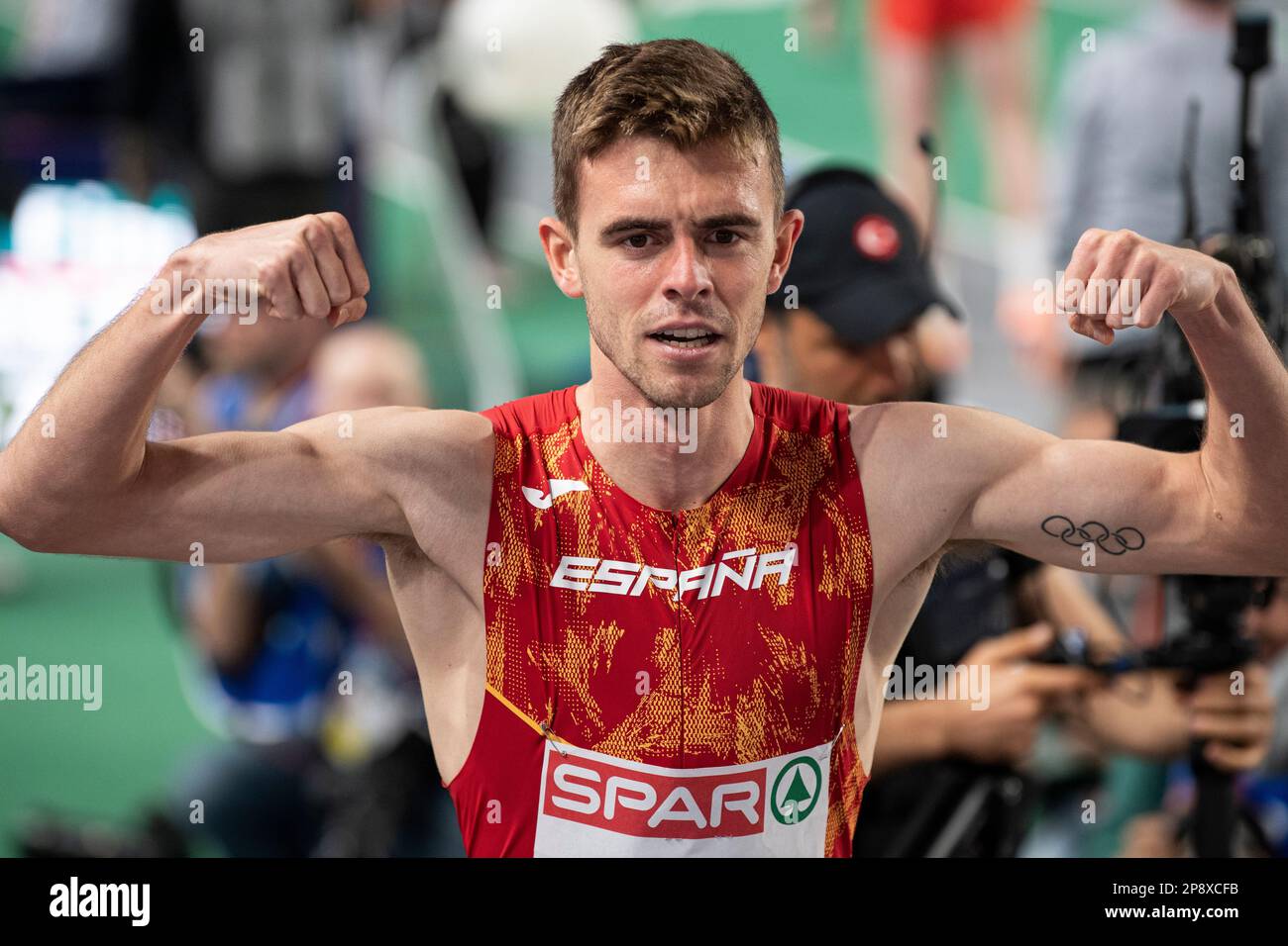Adrián Ben of Spain celebrating his win in the men’s 800m final at the ...