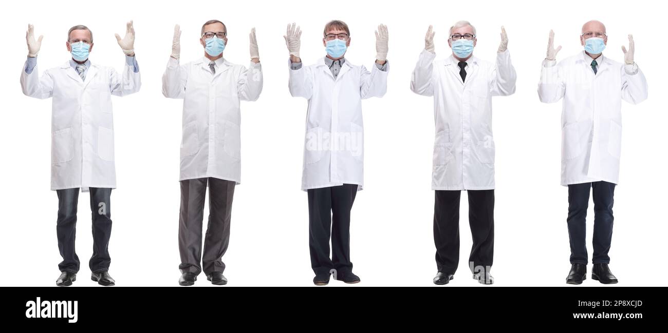 group of doctors in mask isolated on white Stock Photo - Alamy