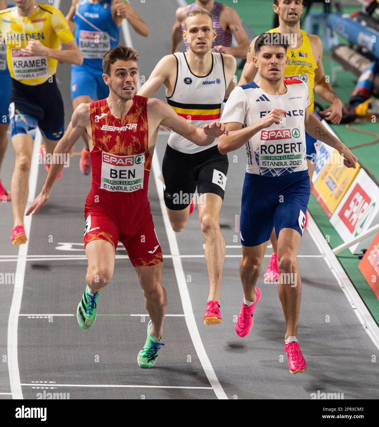 Adrián Ben of Spain and Benjamin Robert of France competing in the men ...
