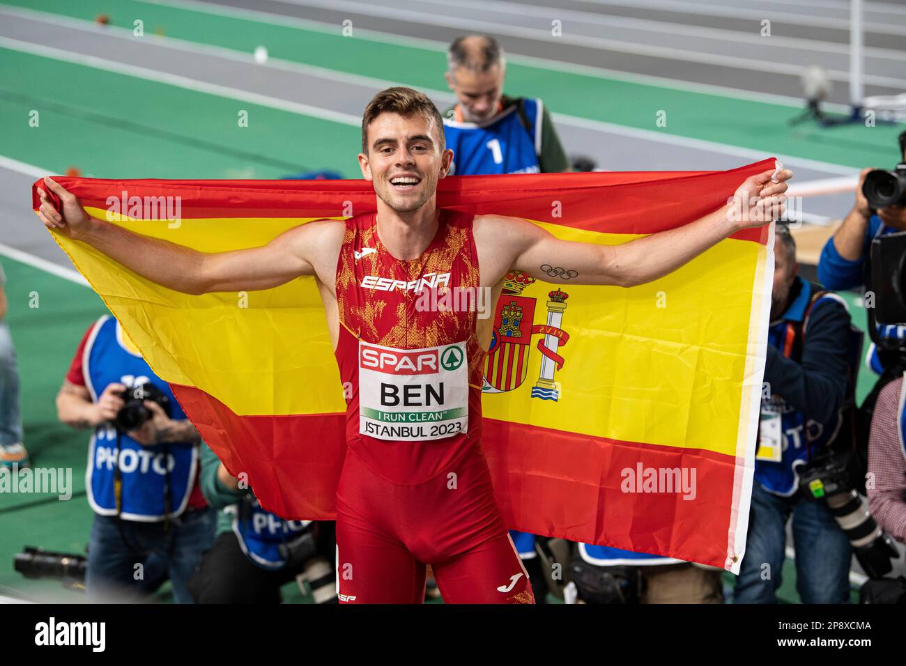 Adrián Ben of Spain celebrating his win in the men’s 800m final at the ...