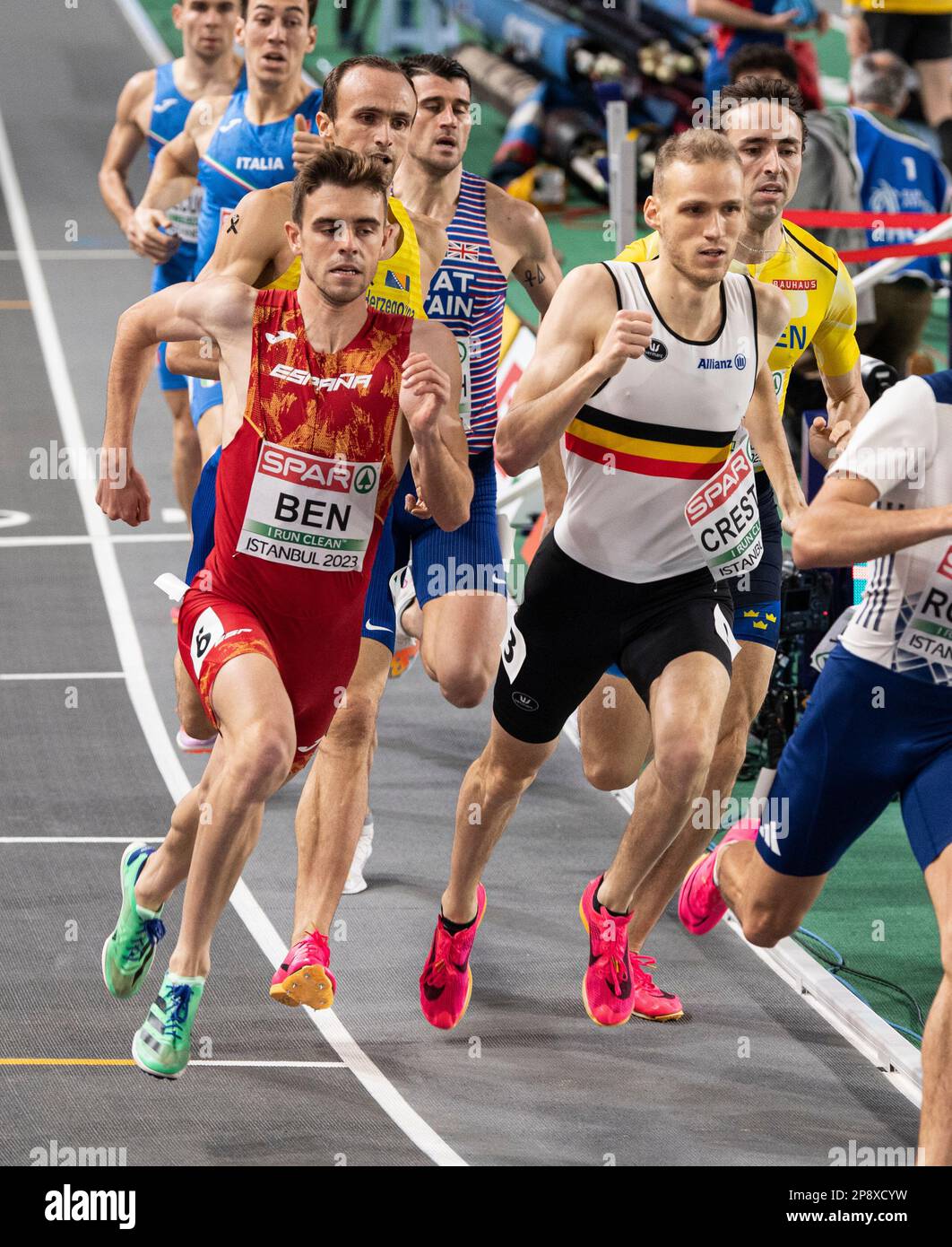 Adrián Ben of Spain and Eliott Crestan of Belgium competing in the men ...