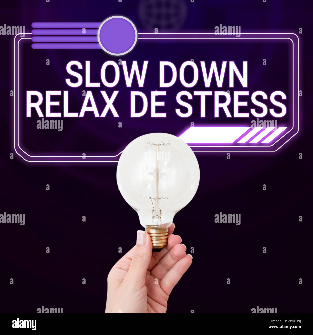 Sign displaying Slow Down Relax De Stress. Concept meaning Have a break ...